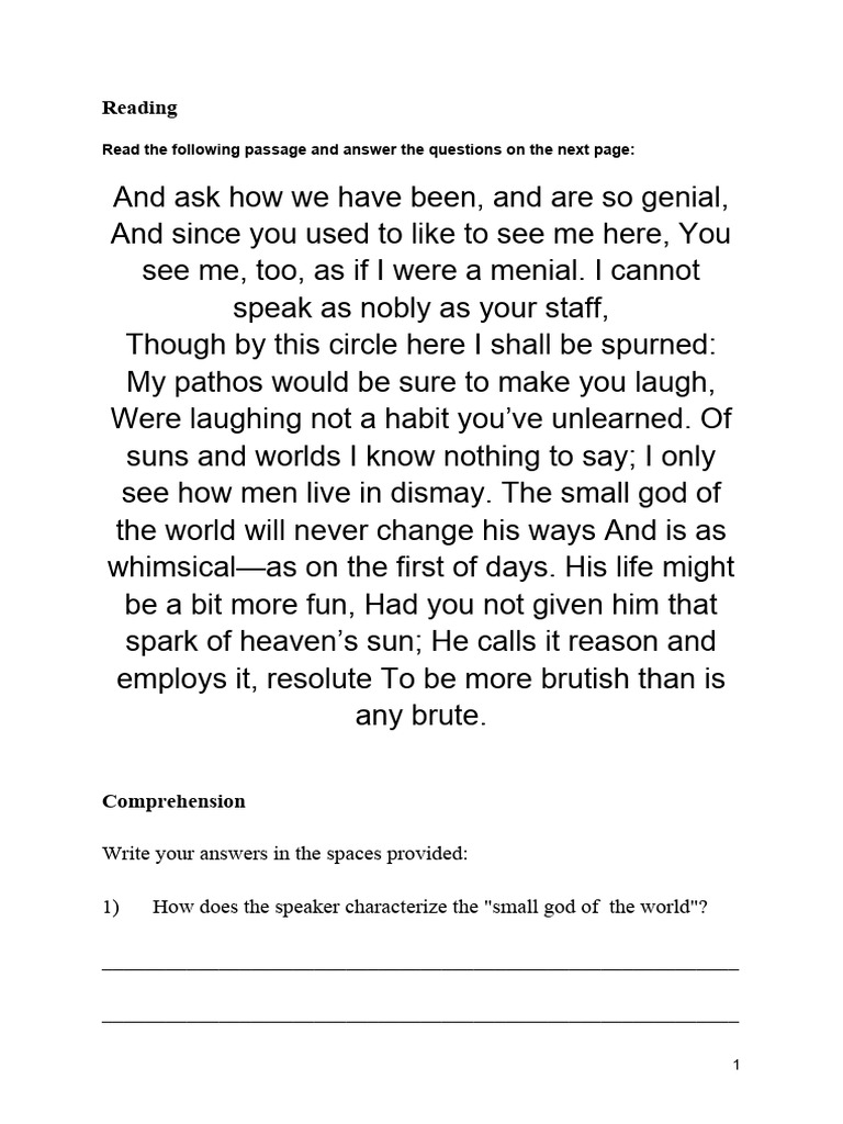 Grade 10d Literarure Exam | PDF | Religious Belief And Doctrine