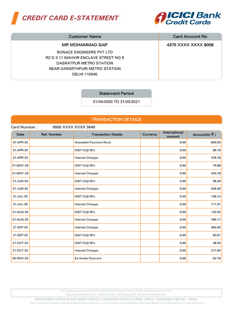 Credit Annual STMT | PDF | Credit Card | Payments