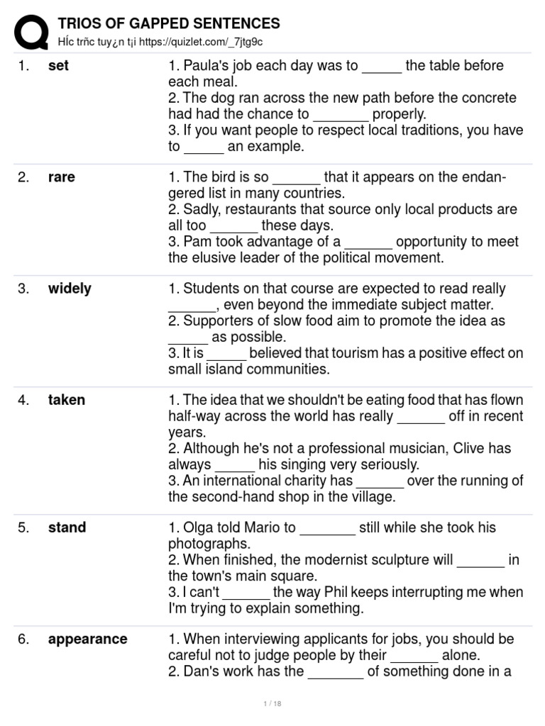 Trios of Gapped Sentences | PDF