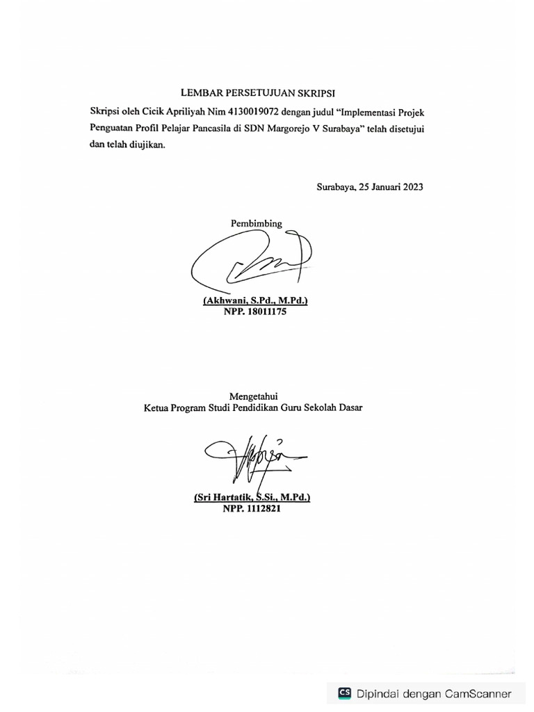 Cicik Persetujuan Skripsi | PDF