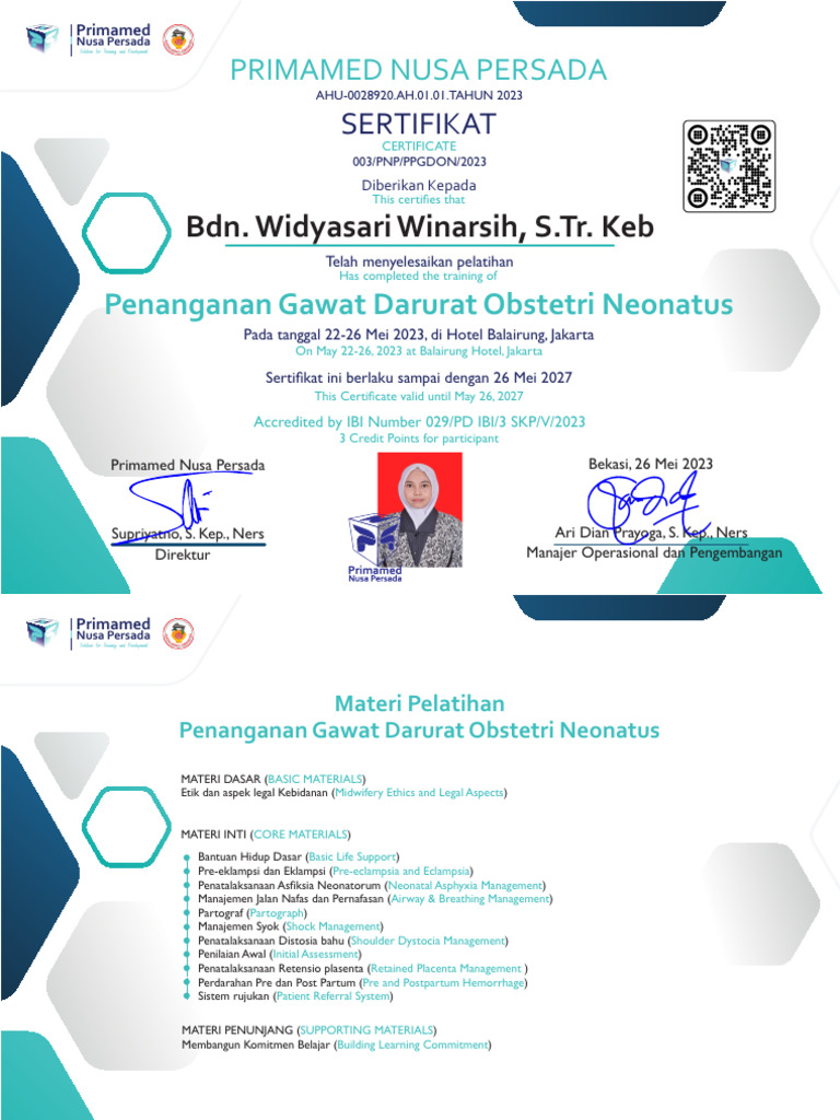 Bdn. Widyasari Winarsih, S. Tr. Keb | PDF | Maternal Health | Clinical Medicine