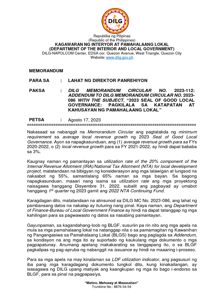 SGD_MEMORANDUM_ROs_SGLG-Updates-on-BLGF-Matters | PDF