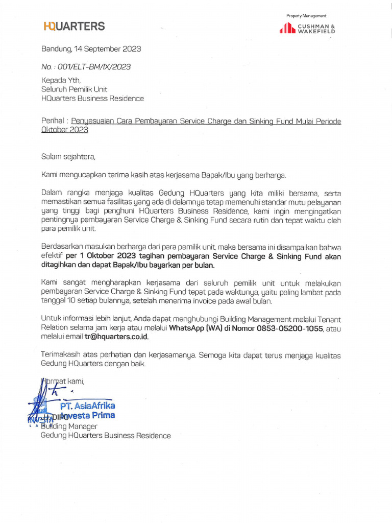 001 - Final Surat Pemberitahuan Metode Pembayaran SC SF Efektif Mulai ...