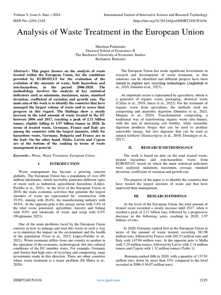Analysis of Waste Treatment in The European Union | PDF | European ...