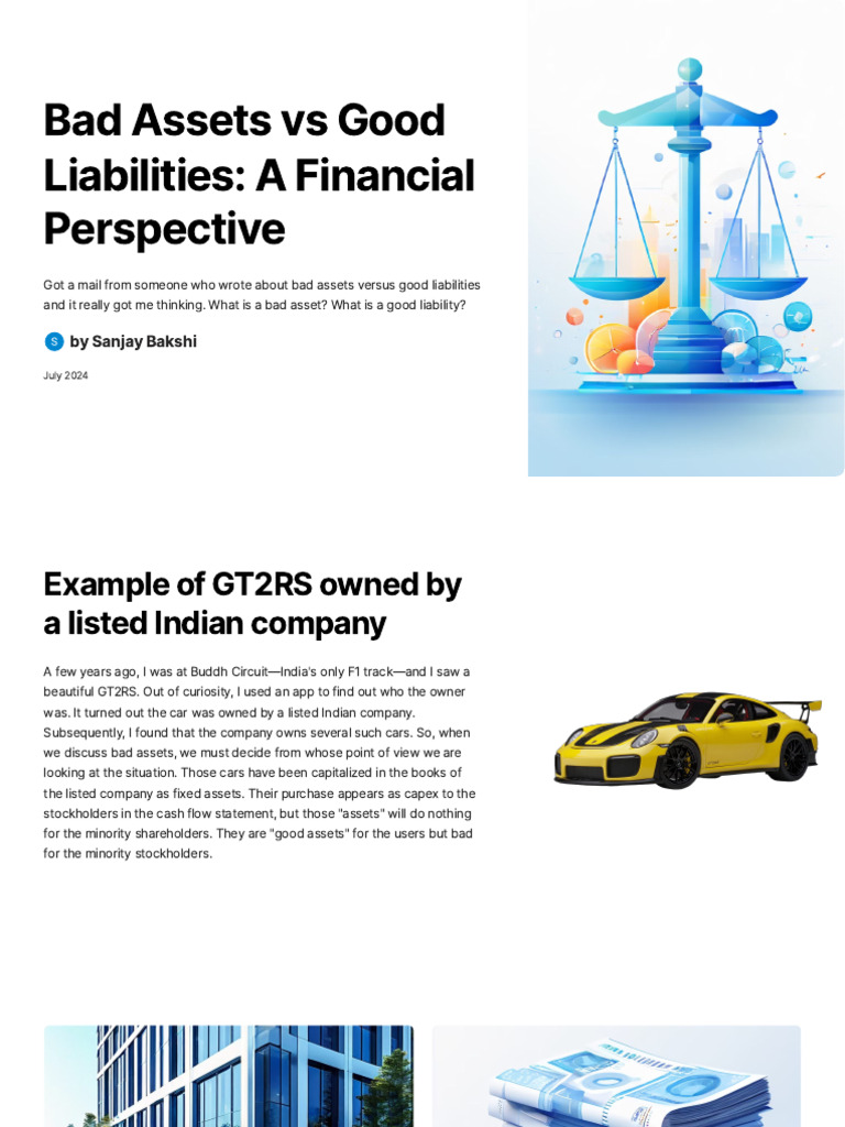 Bad Assets Vs Good Liabilities | PDF | Expense | Capital Expenditure