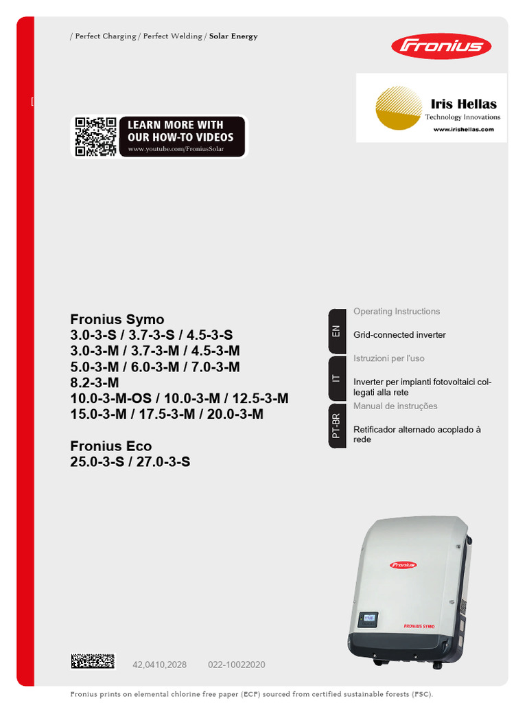Fronius Symo ECO Operating-Manual | PDF | Power Inverter | Solar Panel