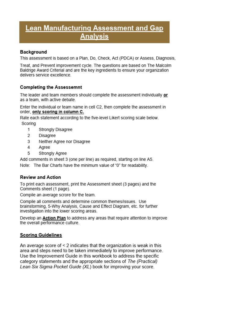 Lean Manufacturing Workbook | PDF | Likert Scale