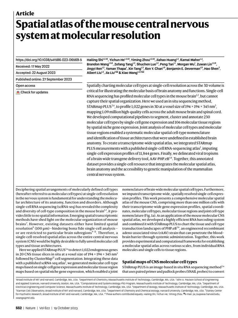 Mouse CNS Spatial Atlas at Single-Cell Level | PDF | Cerebellum | Brain