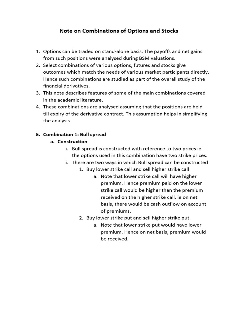 17-Notes On Combinations of Options | PDF | Option (Finance) | Put Option