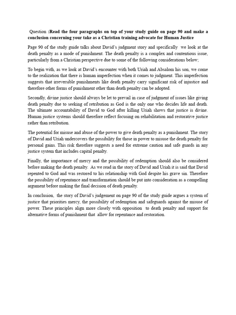 Conclusion Concerning Your Take As A Christian Training Advocate For ...