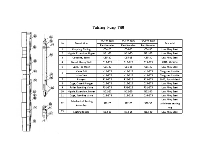 Technical Data Sheet of Tubing Pump THM | PDF