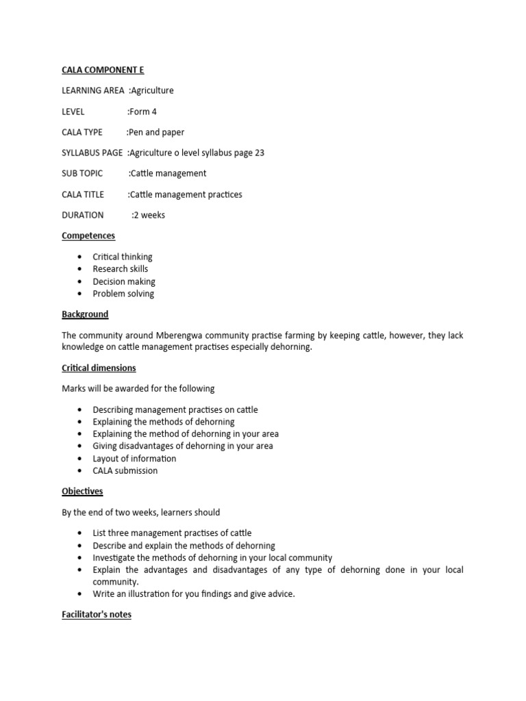 Component E Cala Guide | PDF | Career & Growth | Business