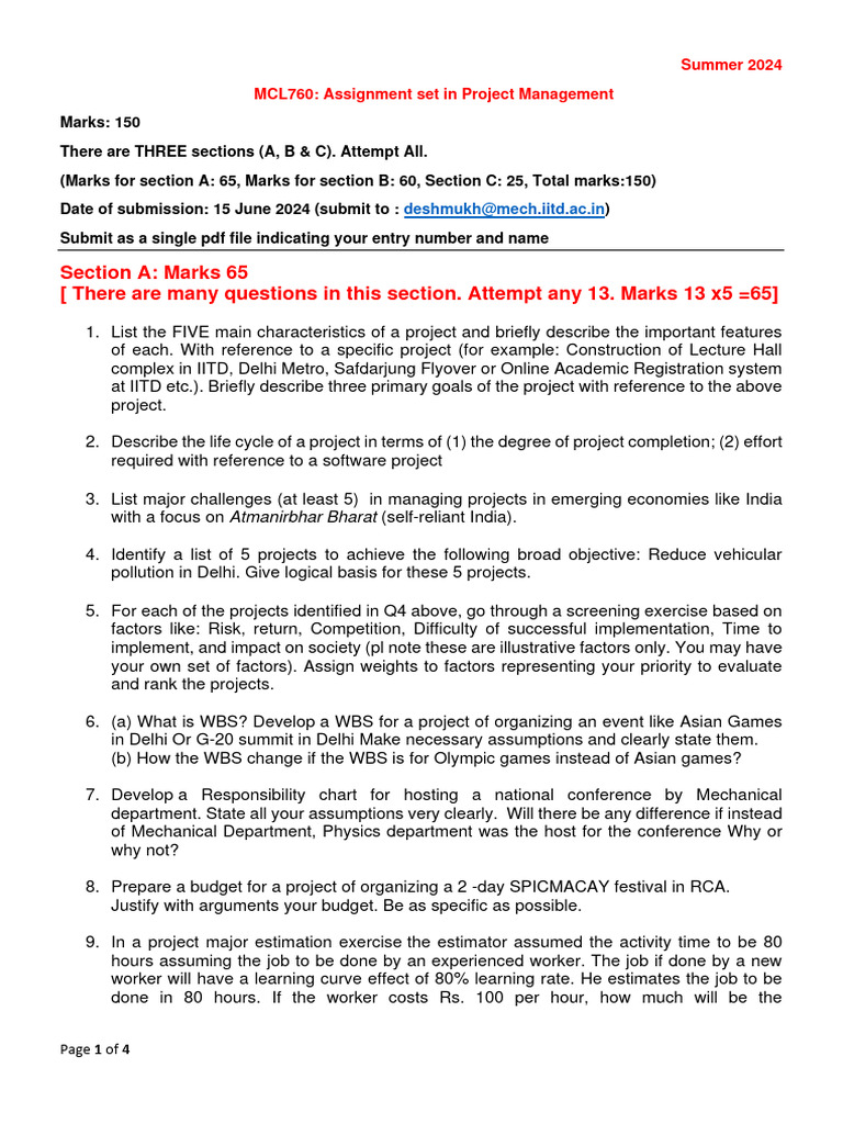 MCL760-Assignment Set - DoS-15 June 2024 | PDF | Conflict Resolution