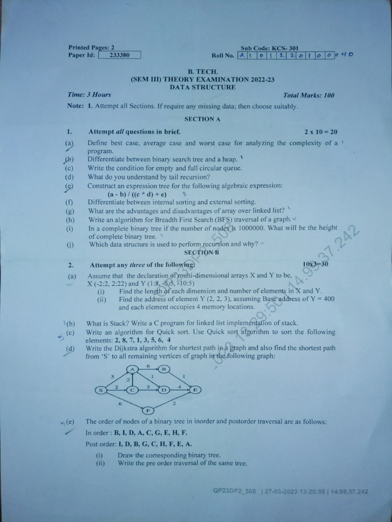 End Sem PYQ (All Subjects) 2nd Year | PDF | Group (Mathematics) | Computer Science