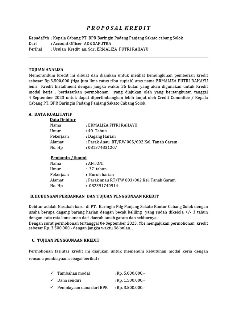 Proposal Antoni | PDF | Pengelolaan Keuangan & Uang