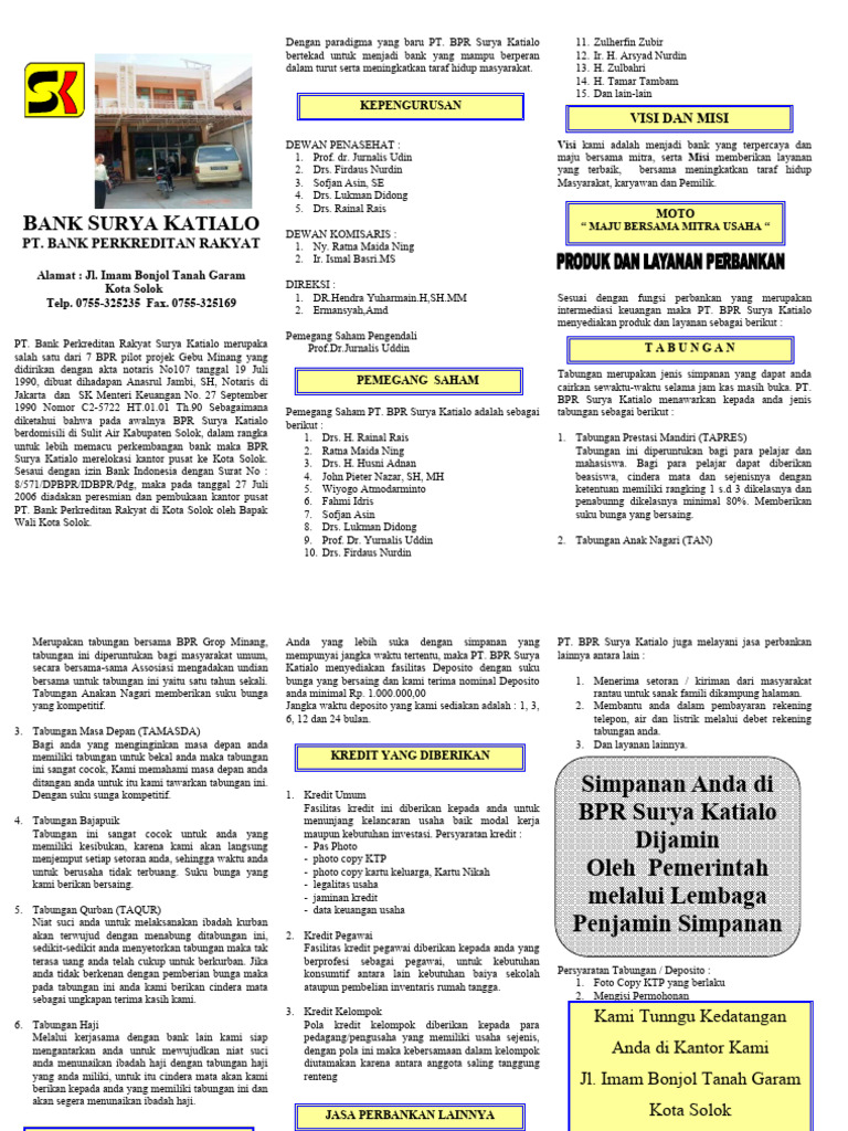BPR Surya Katialo: Layanan dan Produk Unggulan | PDF | Pengelolaan ...