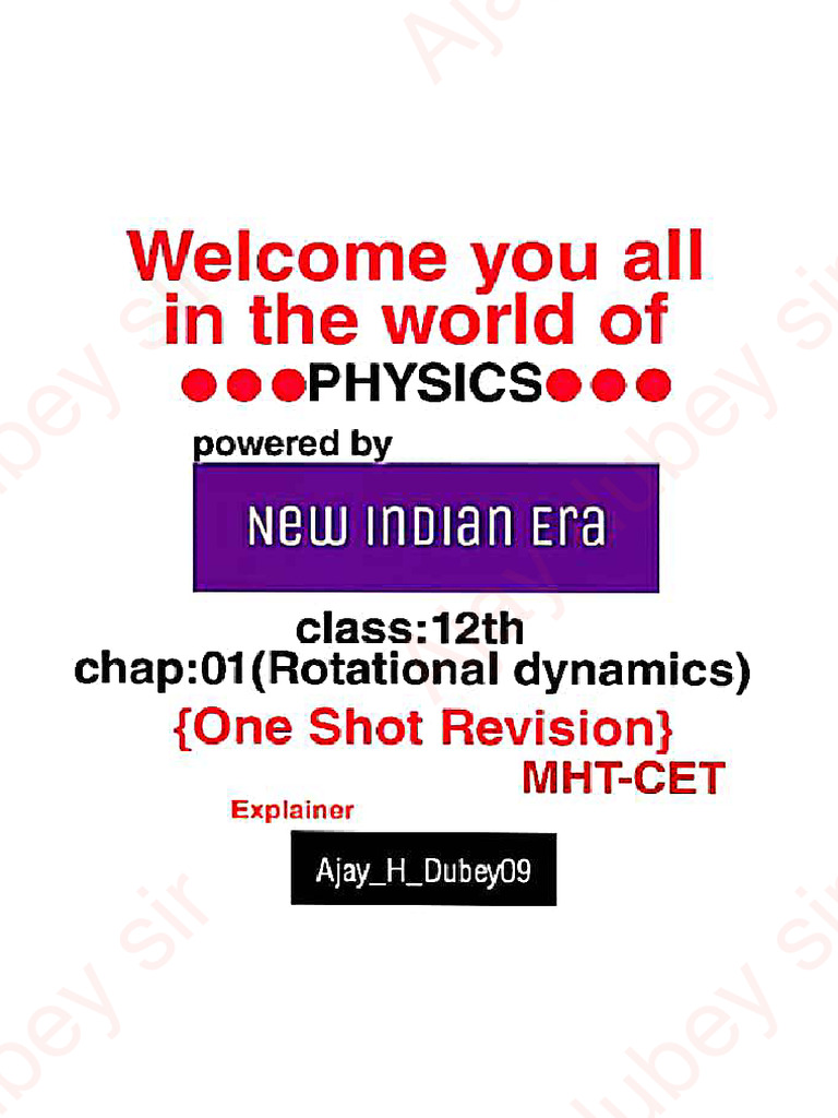 Rotational Motion Ajay Dubey Sir 1st Lec Pdf 