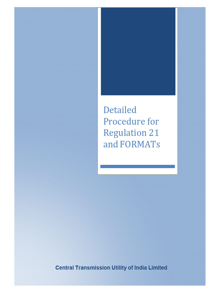 Detailed Procedure for Regulation 21 and FORMATS1 | PDF | Electricity Generation | Power Station