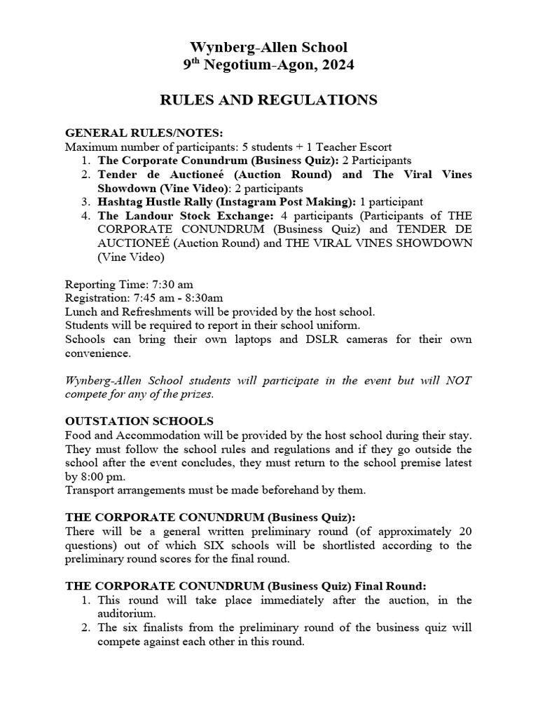 Negotium Agon Rules and Regulations - 2024 | PDF | Stocks | Valuation (Finance)