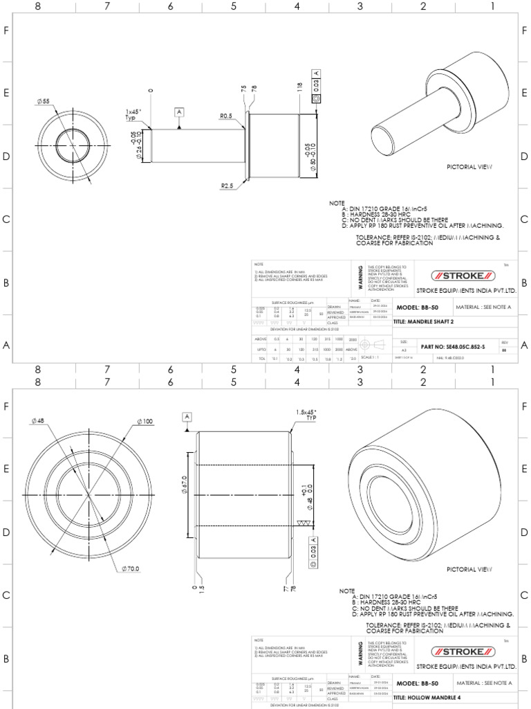 Mandrel Shaft and Hollow Specifications | PDF | Mechanical Engineering ...