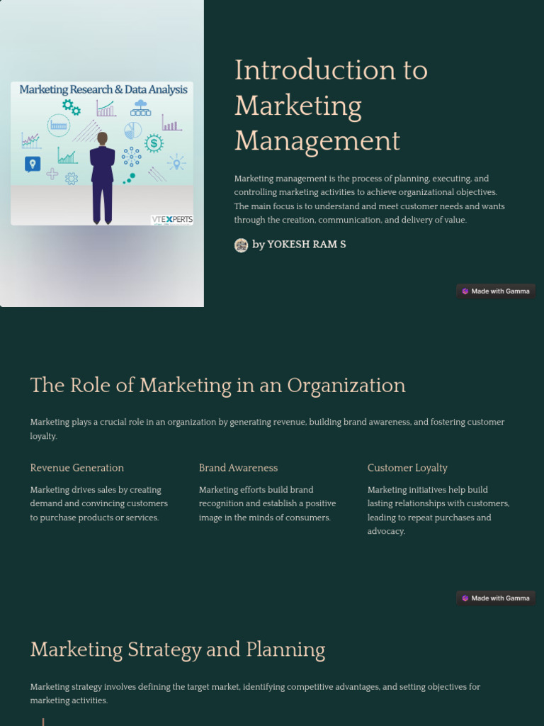 Introduction To Marketing Management | PDF | Marketing | Digital Marketing