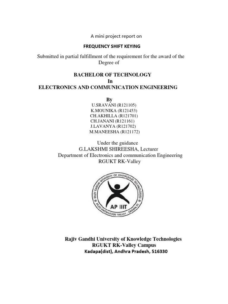 A Mini Project Report On Frequency Shift Keying Submitted in Partial Fulfillment of The ...