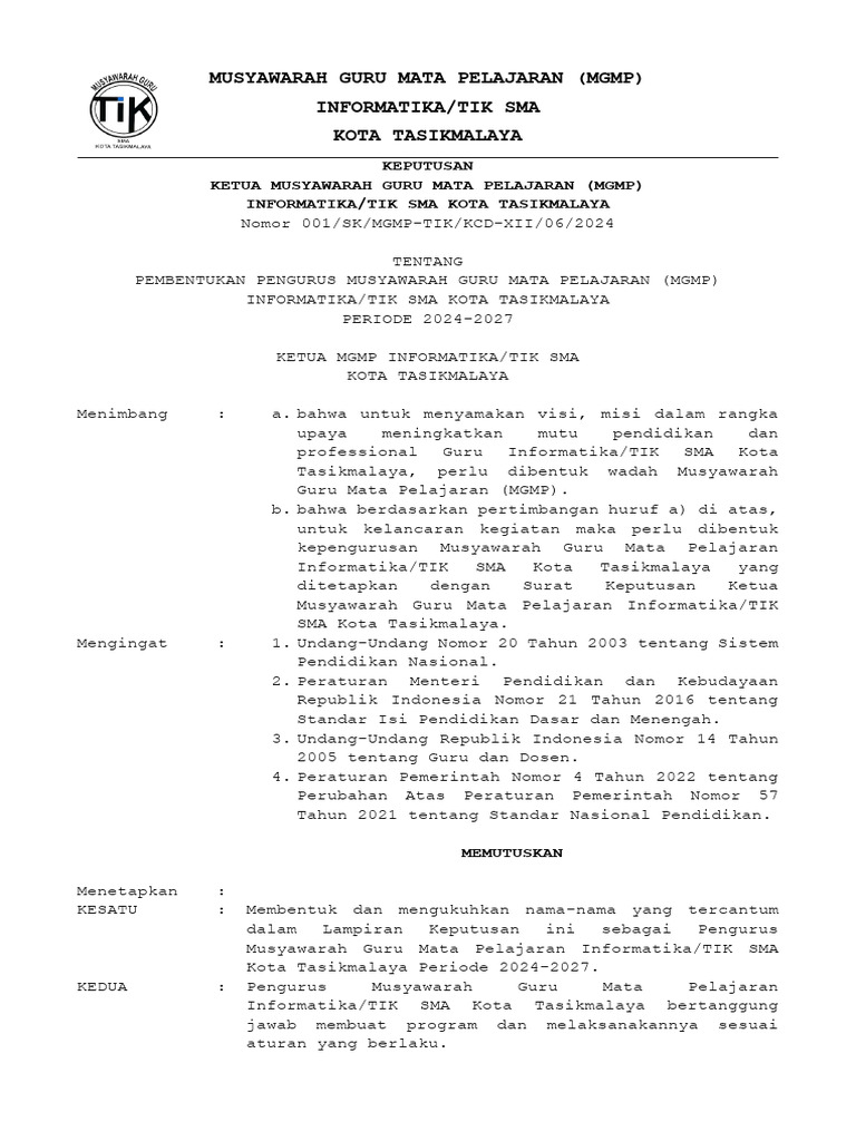 001-SK MGMP Tik | PDF | Komputer