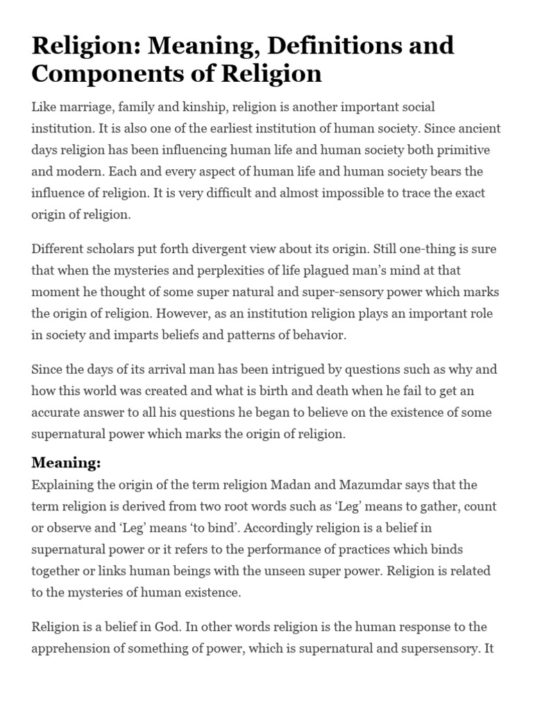 Religion Definition | PDF | Supernatural | Rituals