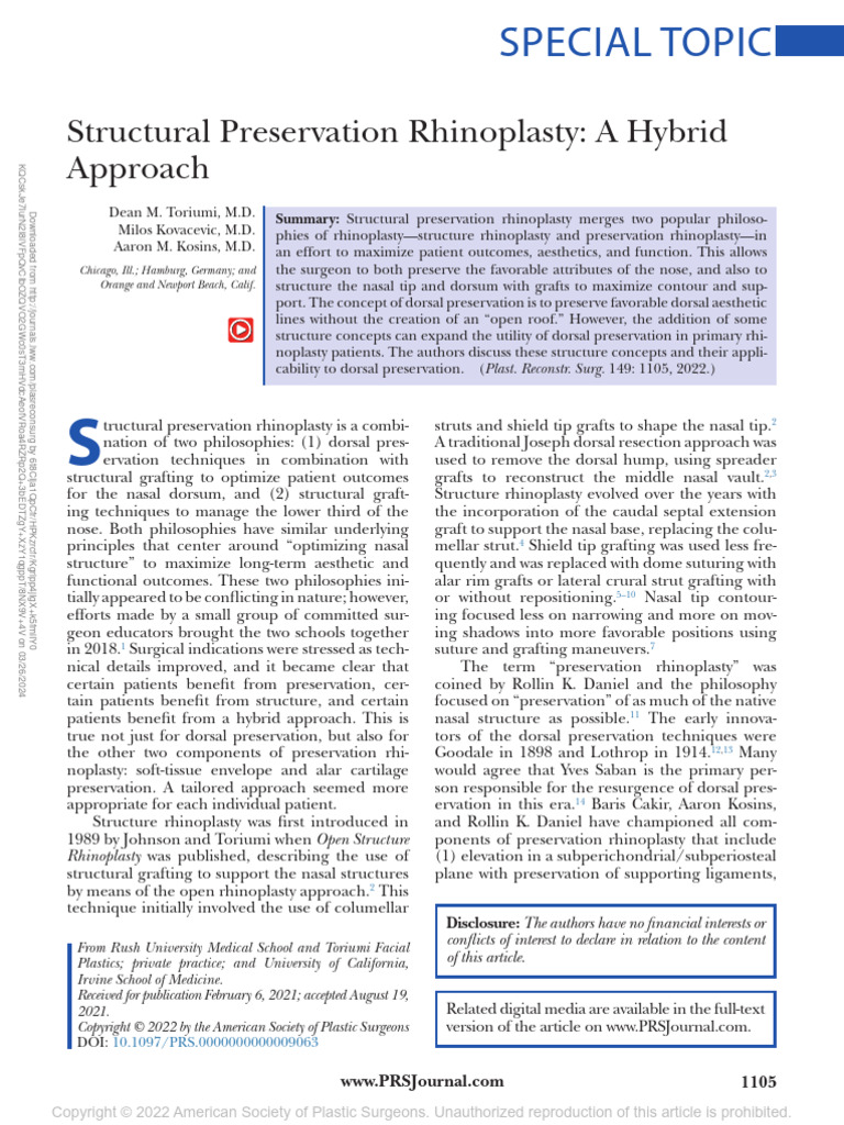 Structural Preservation Rhinoplasty A Hybrid.15 | PDF | Human Nose | Surgery