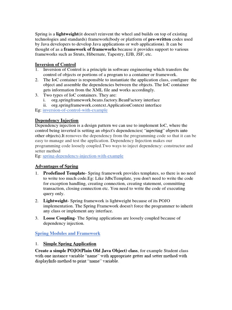 Spring | PDF | Class (Computer Programming) | Spring Framework