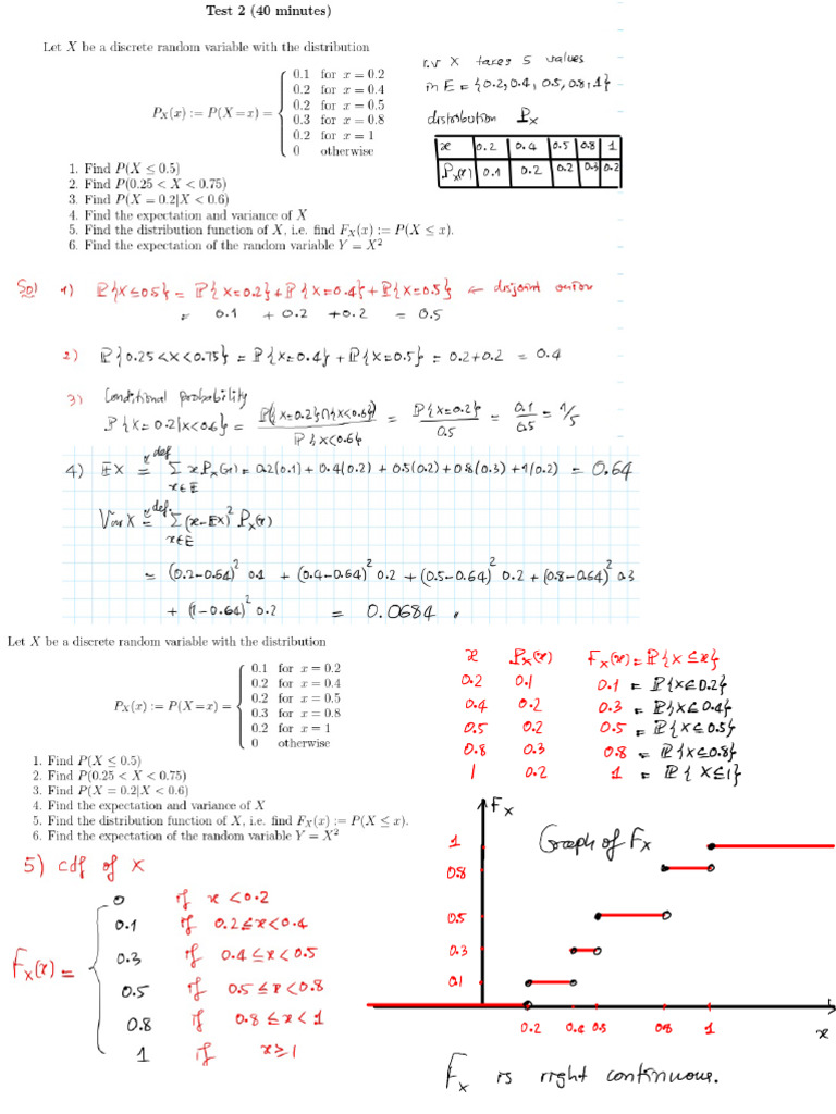 Test 2-Discrete RV - 3G - Solution | PDF