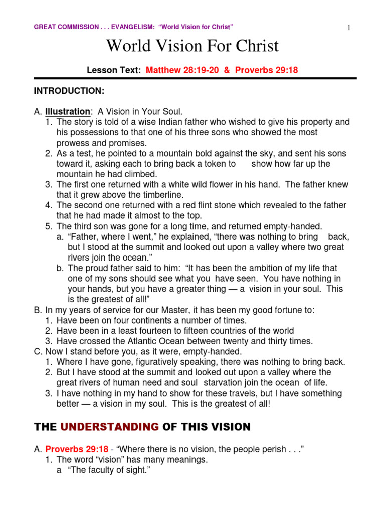 World Vision For Christ | PDF | Jesus | Paul The Apostle