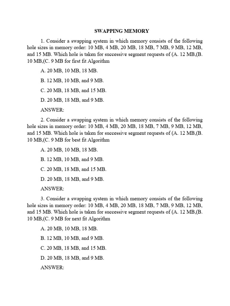 Swapping Memory | PDF