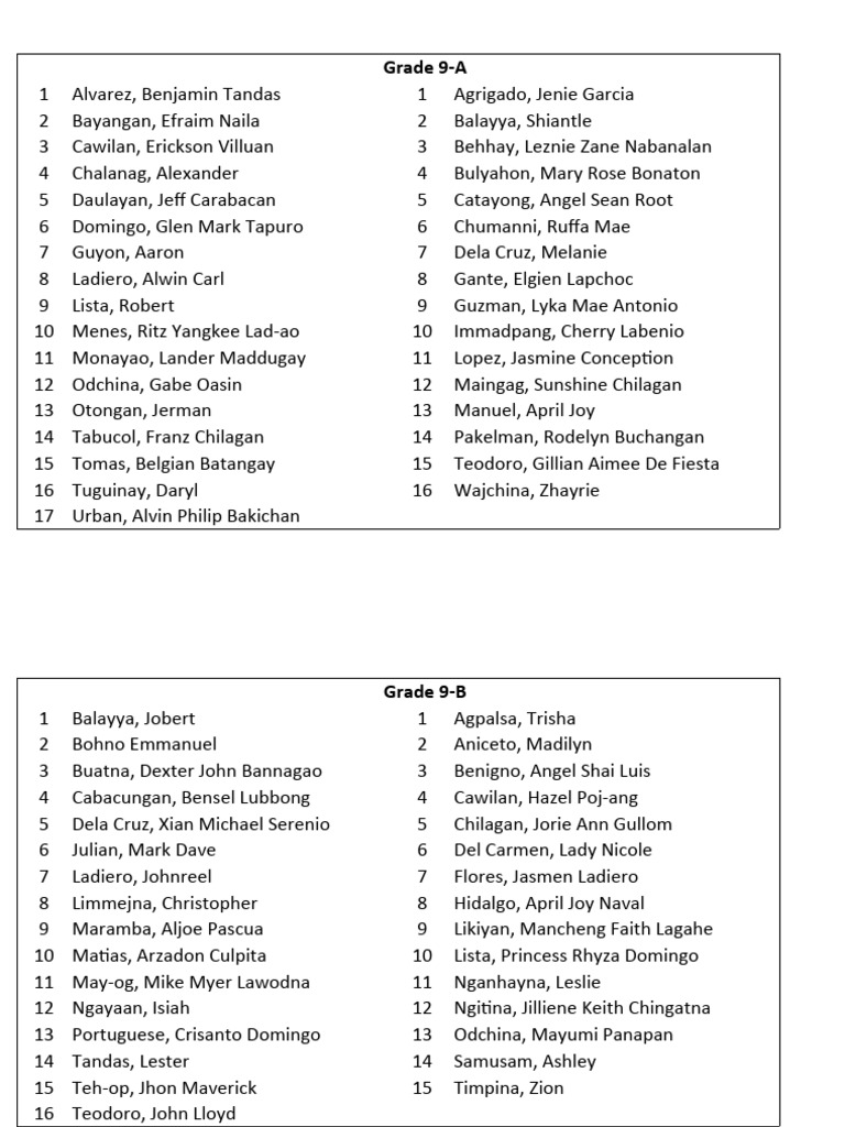 Section Grade 9 | PDF
