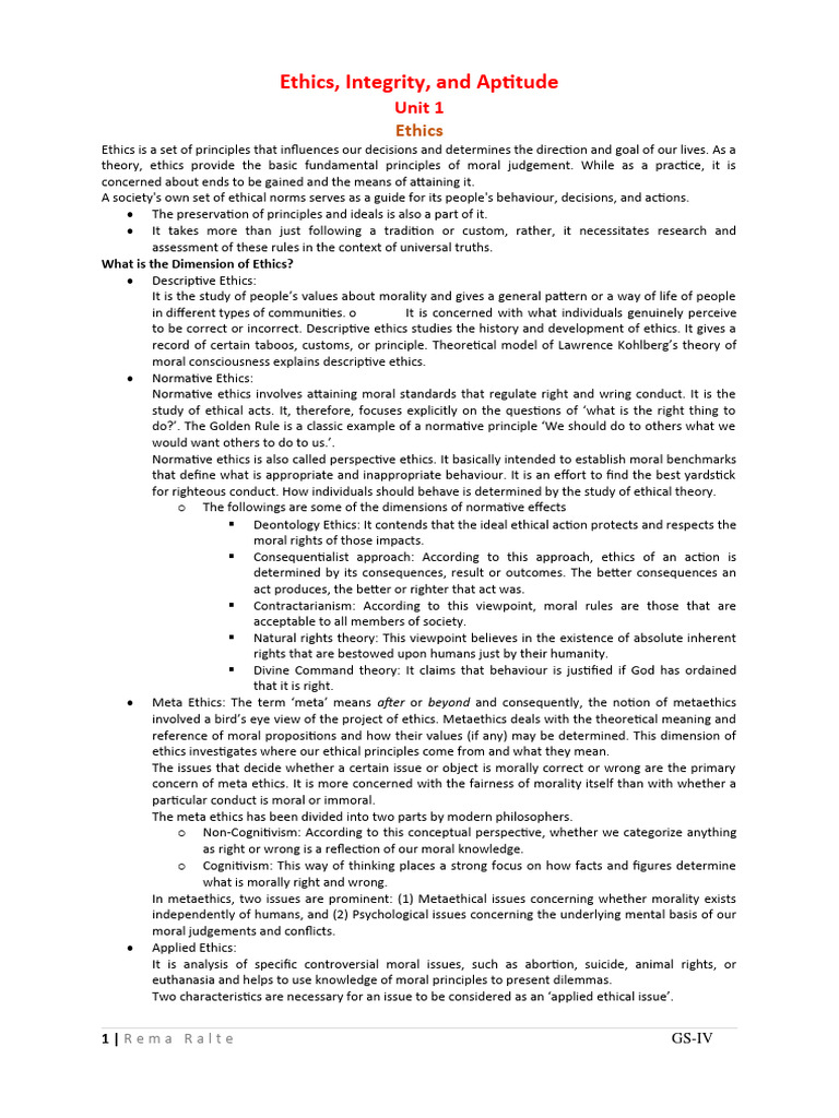 Ethics, Integrity, and Aptitude | PDF | Morality | Social Psychology