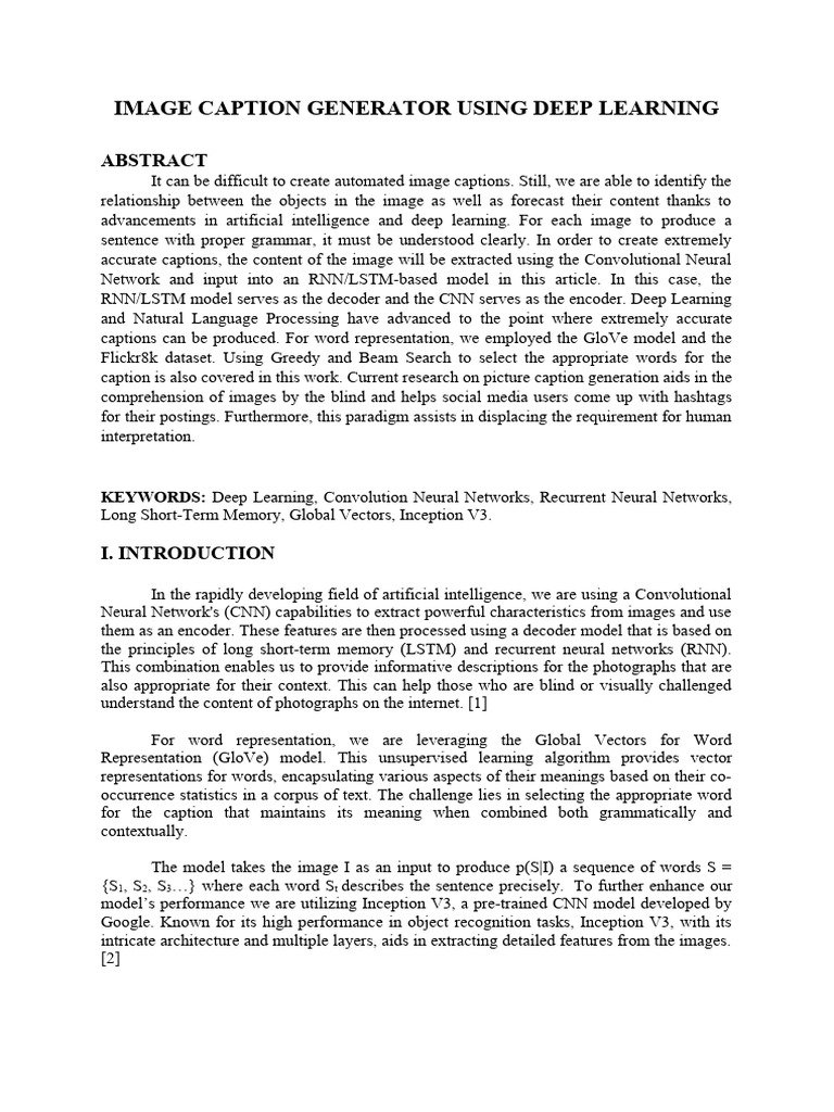 Deep Learning Image Captions Pdf Artificial Neural Network Deep