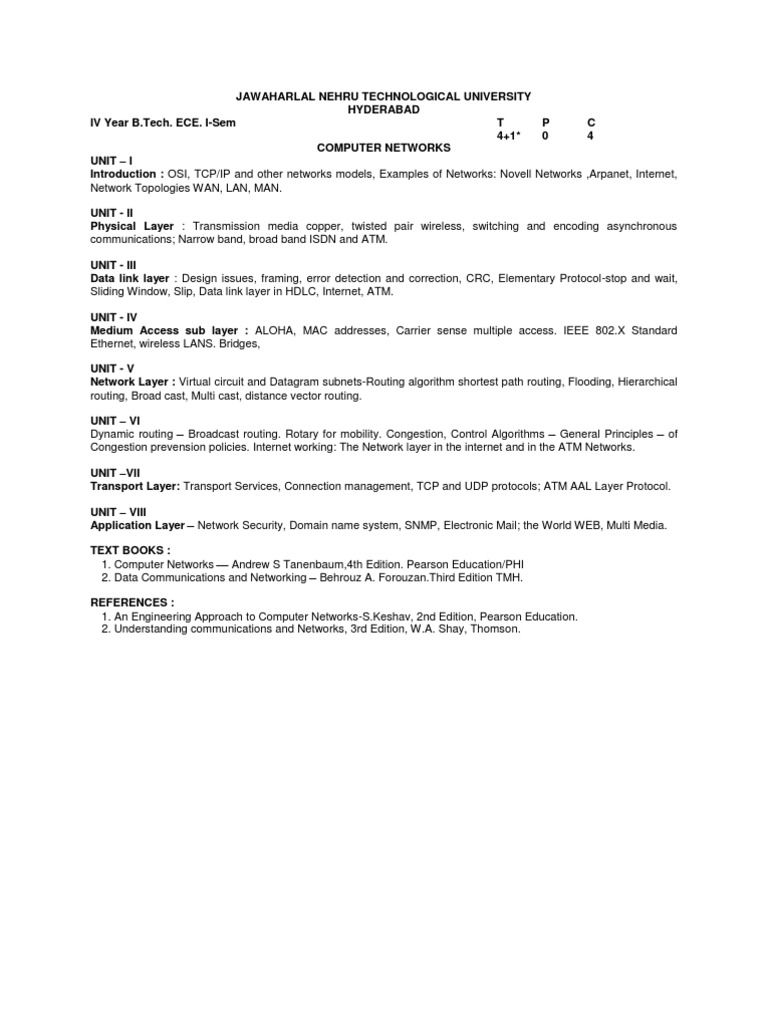Jntuh Ece 4-1 Syllabus | PDF | Optical Fiber | Computer Network