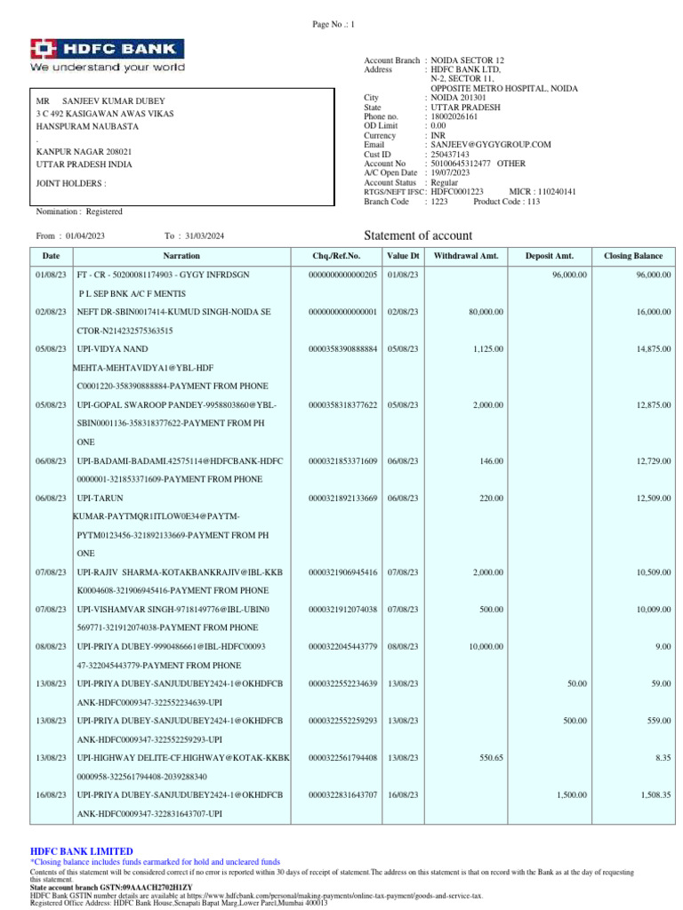 Acct Statement XX3124 15042024 | PDF | Banking Technology | Service ...
