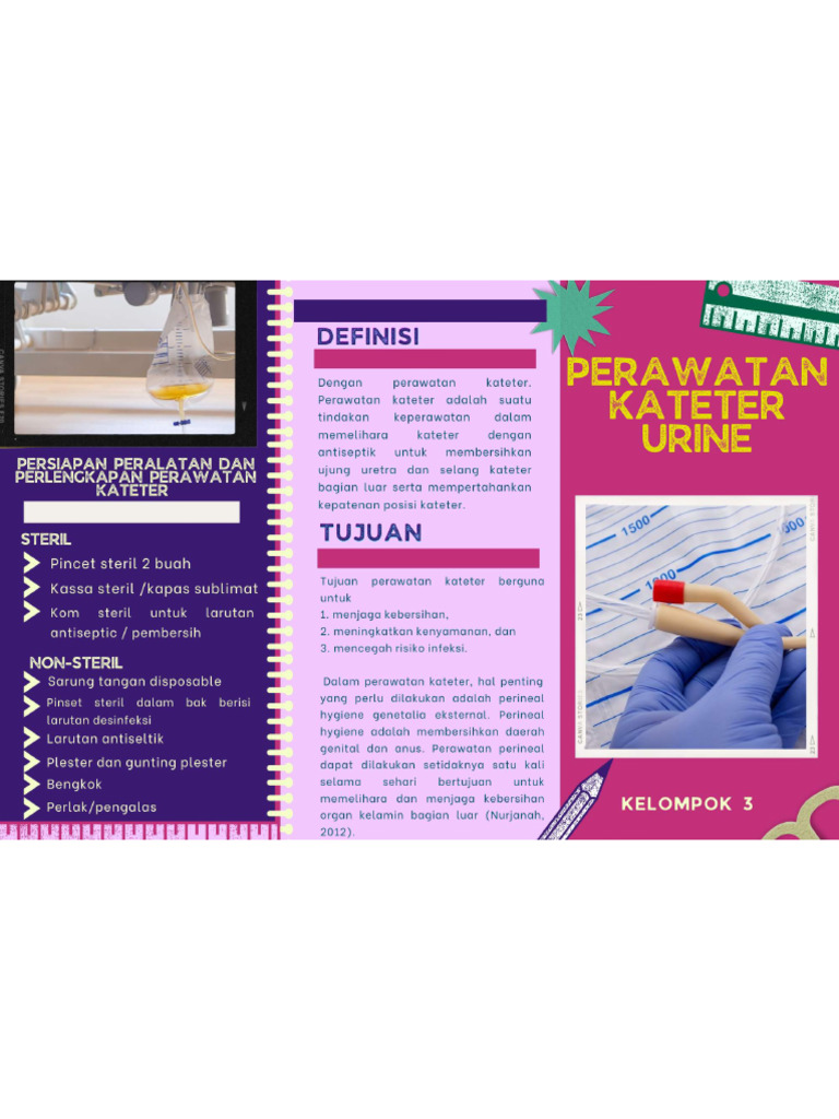 Tugas Leaflet Perawatan Kateter Urine - Kelompok 3 | PDF