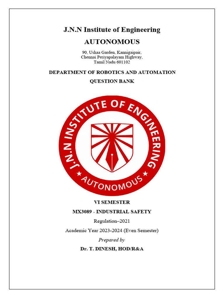 Mx3089 Industrial Safety QB | PDF | Occupational Safety And Health | Safety