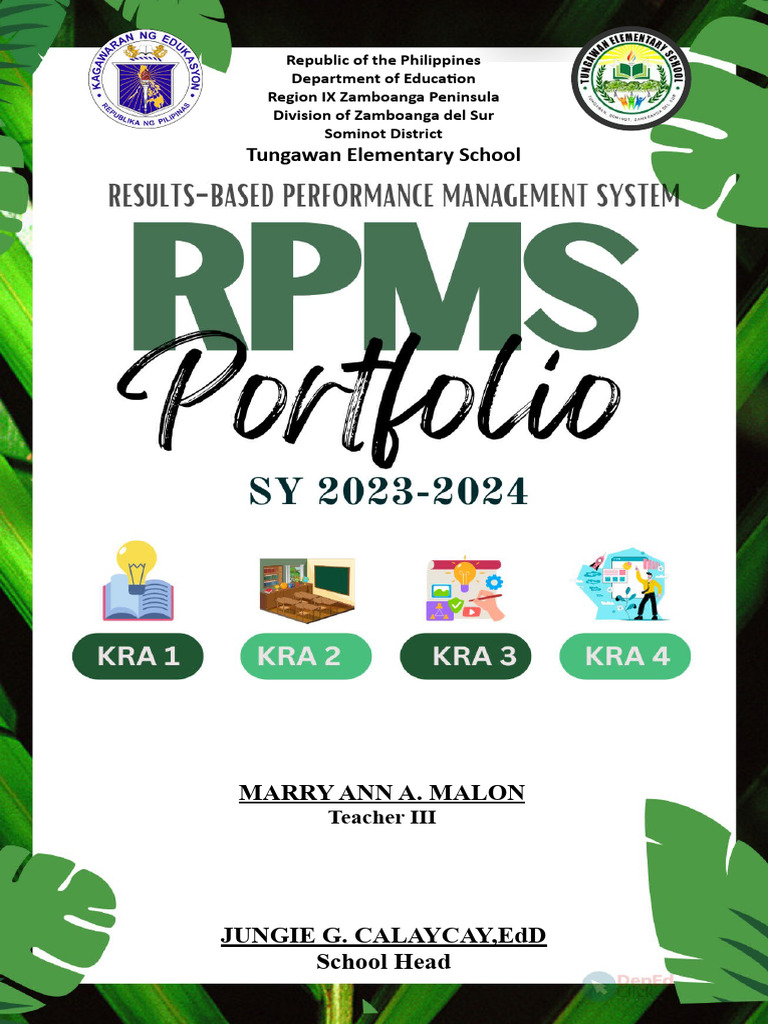 E-RPMS PORTFOLIO (Design 1) 2023-2024_DepEdClick | PDF | Pedagogy ...