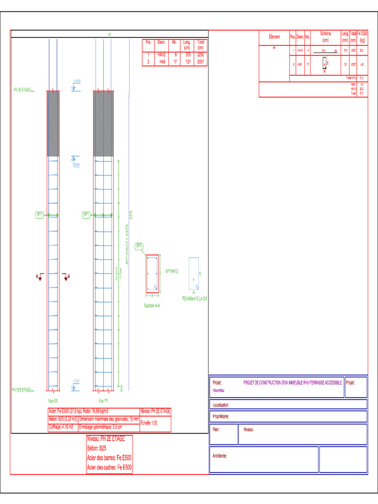 Cahier de Ferraillage Poteau 2e Etage | PDF