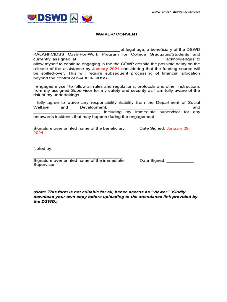 CFWP Waiver-Delay On The Payment | PDF