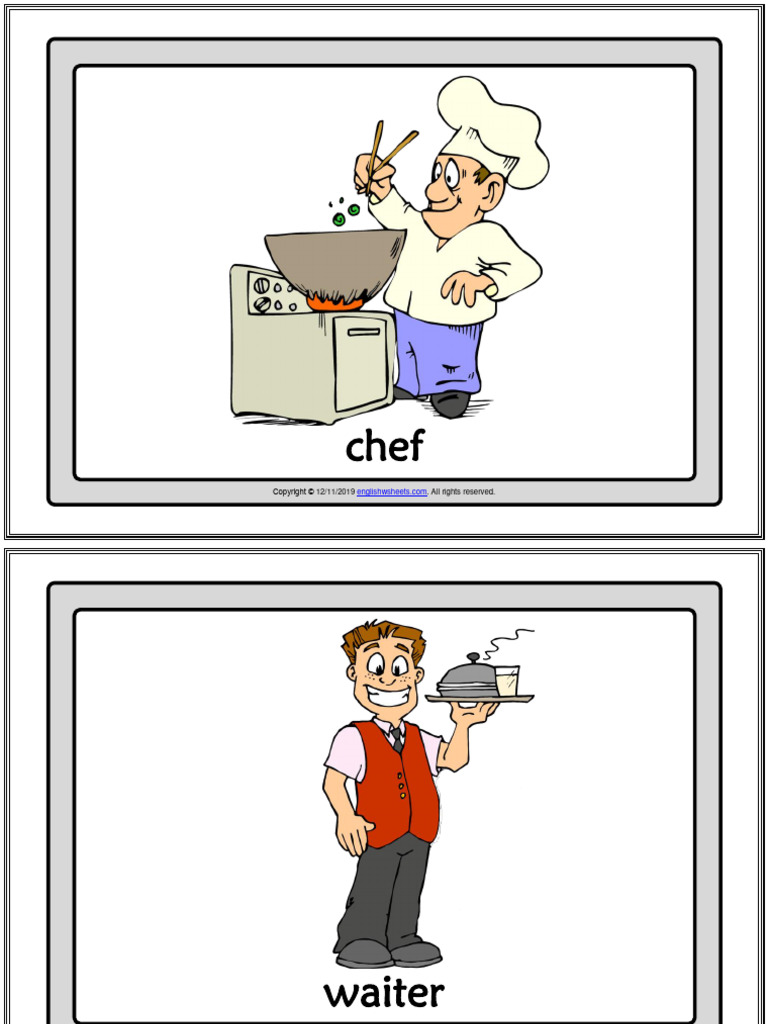 Restaurant Vocabulary Esl Printable Flashcards With Words For Kids ...