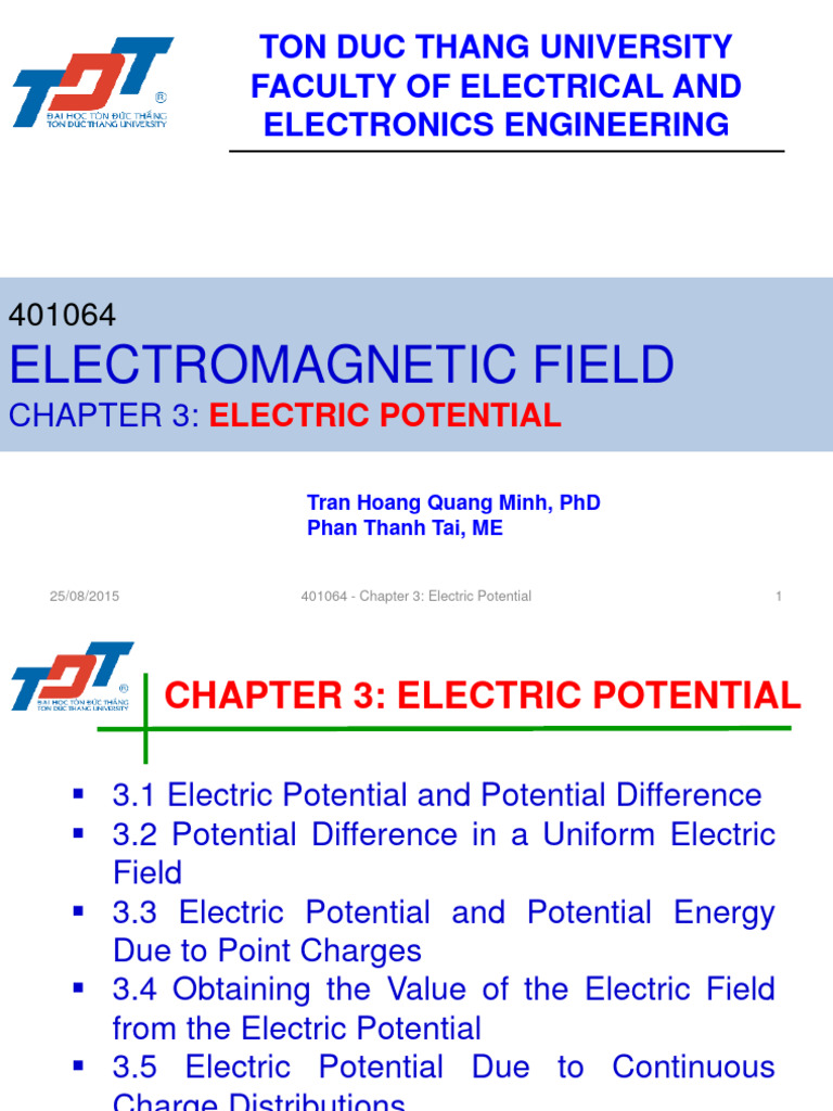 Bu I 4 - 401064 - Chapter 3. Electric Potential | PDF | Electricity | Electrostatics