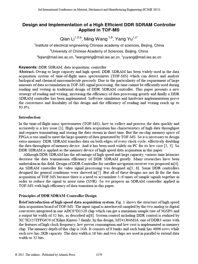 Design And Implementation Of A High Efficient Ddr Pdf Computer Data Computer Hardware