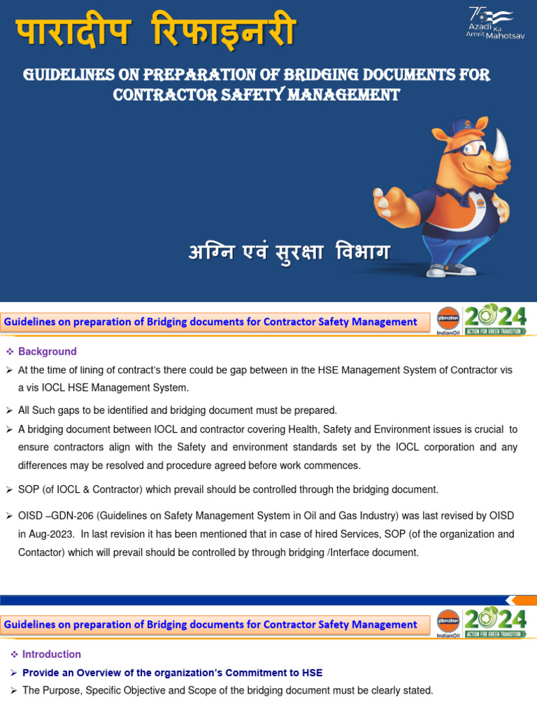 Guidelines On Preparation of Bridging Document For Contractor Safety ...