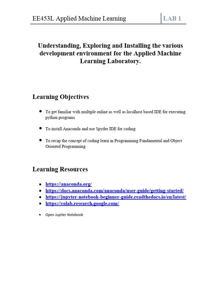 Machine Learning Lab 1 | PDF | Python (Programming Language) | Computing