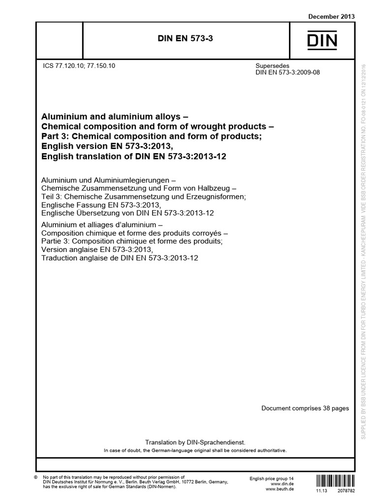 Din en - 573-3 - CHC | PDF | Chemical Elements | Aluminium