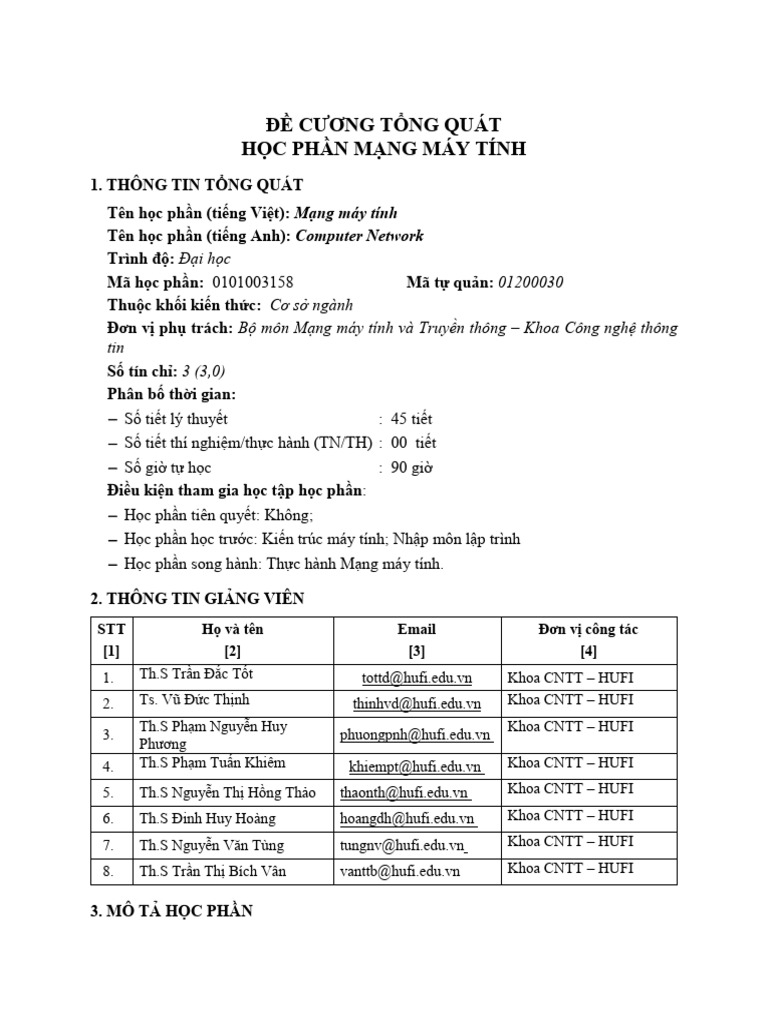 De Cuong Mang May Tinh - TH MMT | PDF